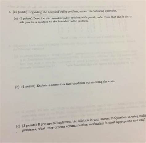 Solved 4 15 Points Regarding The Bounded Buffer Problem