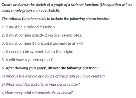 Solved Create And Draw The Sketch Of A Graph Of A Rational
