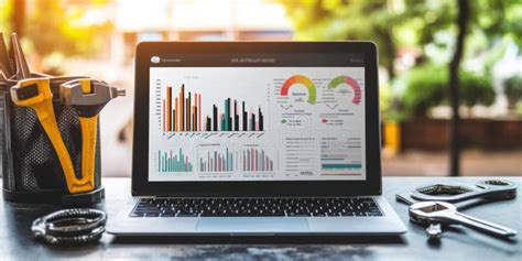Analyze Data To Increase Efficiency And Productivity With Tools On Your Desk Stock Illustration