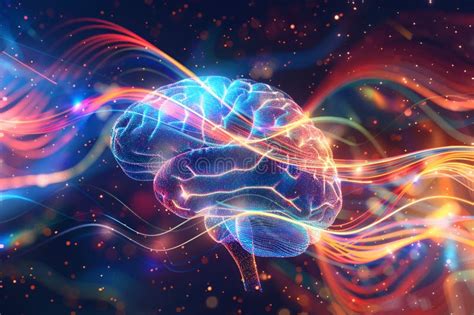 Vibrant Neural Network Visualizing Human Brain And Ai Connectivity Stock Illustration