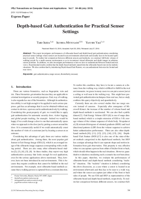 pdf depth based gait authentication for practical sensor settings