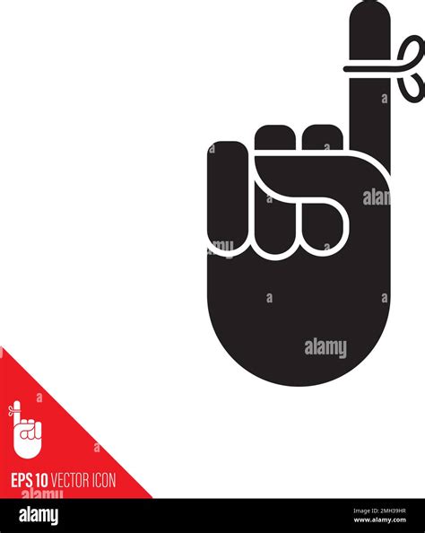 Reminder String Tied To Index Finger Vector Icon Dont Forget Ribbon