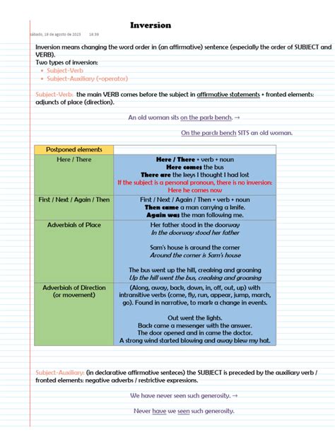 Inversion Pdf Verb Subject Grammar Inversion Pdf Verb Subject Grammar