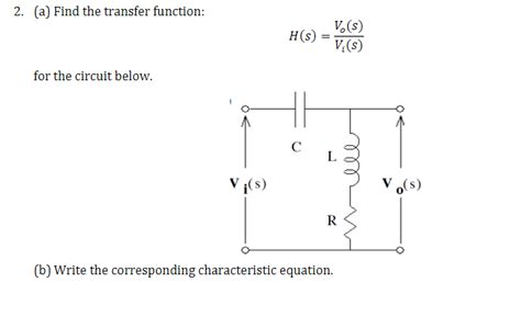 Solved A Find The Transfer Function H S Vo S Vi S For Chegg Com