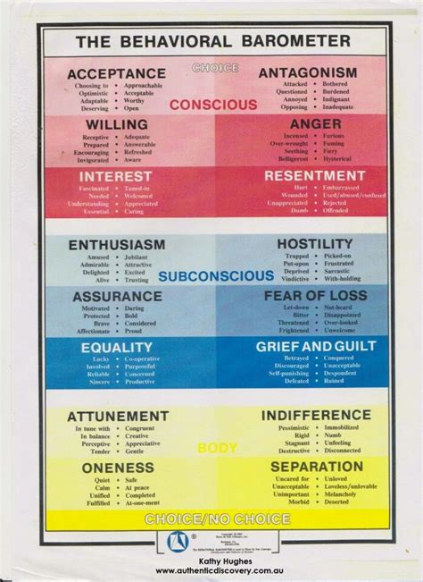 Behavioural Barometer Chart For Developmental Psychology