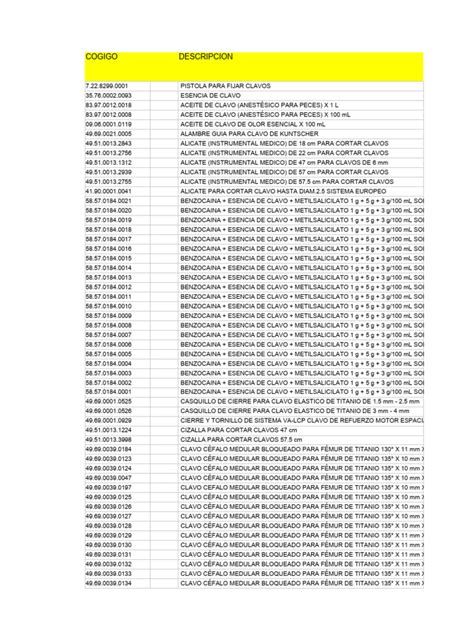 Catalogo En Excel Mef 2024 Pdf Clavo Anatomía Humana