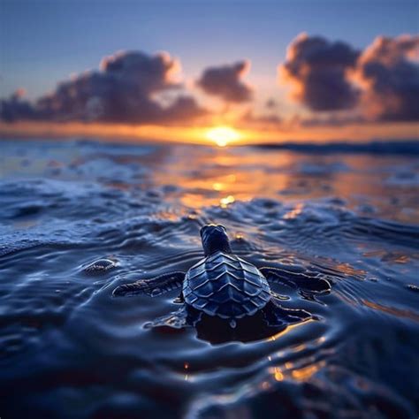 Free Turtle At Sunset Photo Turtle Sunset Ocean Download At Stockcake