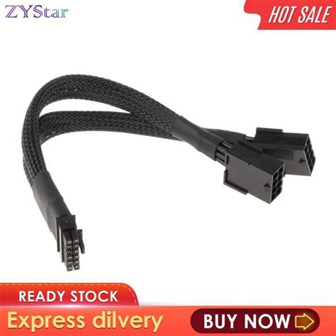 Zystar Extension Cables Extender 12 Pin To Dual Gpu 8pins 16awg Straight For Graphics Card