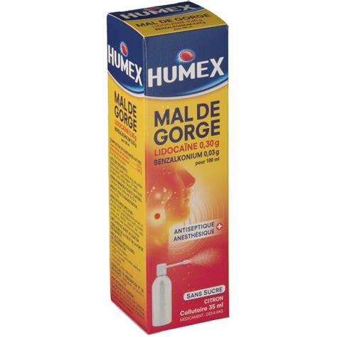 Humex Mal De Gorge Benzalkoniumlidocaïne Collutoire En Flacon Pressurisé