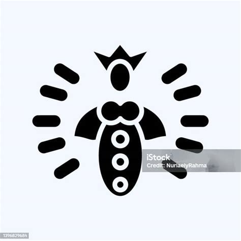 아이콘 퀸 비 꿀벌 농장에 적합합니다 글리프 스타일 편집 가능한 간단한 디자인 디자인 템플릿 벡터 간단한 그림 0명에 대한 스톡