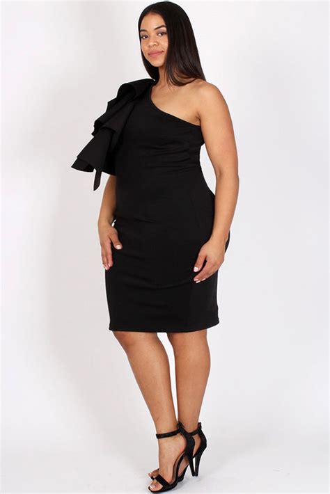 Cosmopolitan Ruffled One Shoulder Plus Size Dress Plussizefix