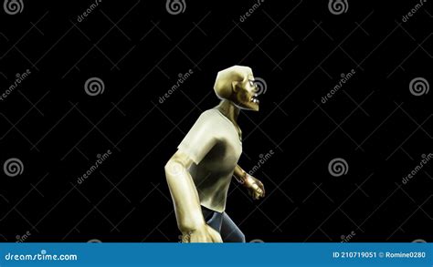 Digital Rendering Cyborg Robot Apocalyptic Zombie Motion Background With Multiple Animations