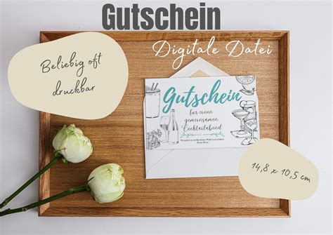 Gutschein Zum Ausdrucken Cocktailabend Cocktail Trinken Pdf Etsyde