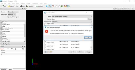 Coordinate Editor Window Size Bug · Issue 1182 · Openchemistryavogadrolibs · Github