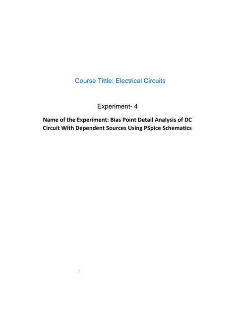 Solution Exp 4 Bias Point Detail Analysis Of Dc Circuit With