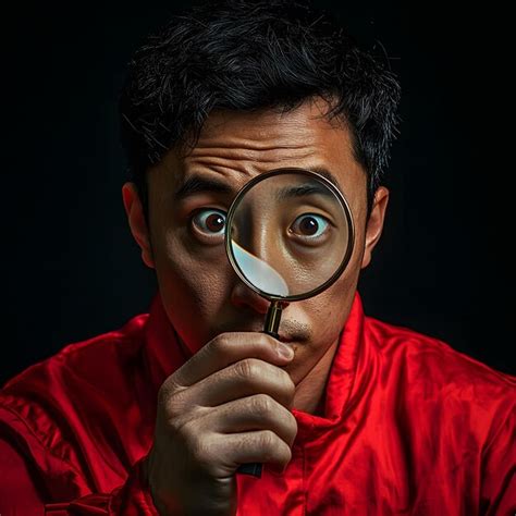 A Man Is Looking Through A Magnifying Glass Premium Ai Generated Image