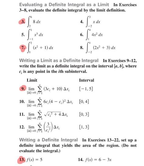 solved evaluating a definite integral as a limit in