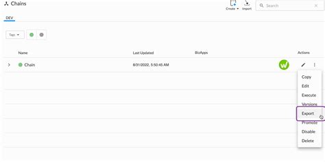 Import Or Export Chains Between Workspaces Support Center