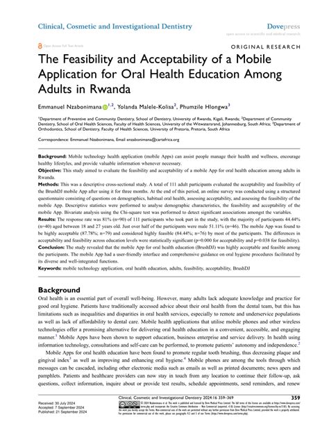 Pdf The Feasibility And Acceptability Of A Mobile Application For Oral Health Education Among