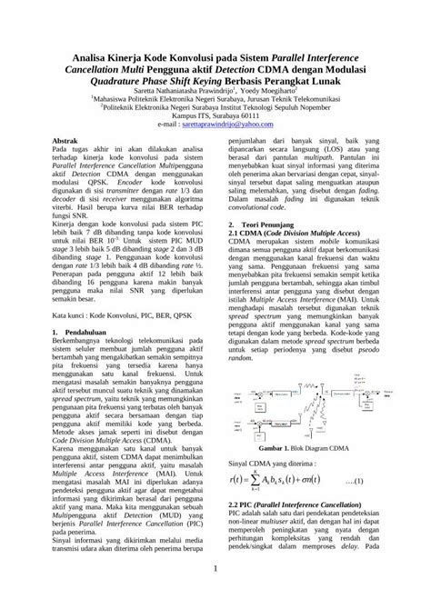 pdf analisa kinerja kode konvolusi pada sistem parallel