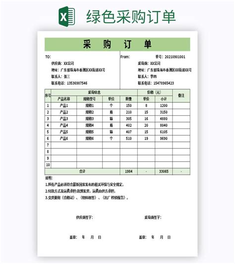 材料明细清单excel模板完美办公
