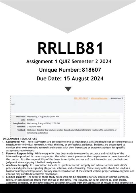 Rrllb81 Assignment 1 Answers Semester 2 2024 Distinction Guaranteed