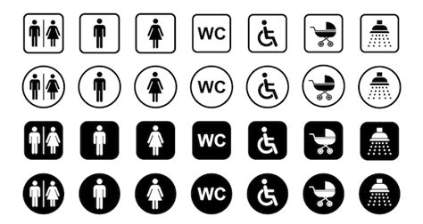 Premium Vector Toilet Icon Set Male And Female Restroom Wc Icons Set Vector Illustration