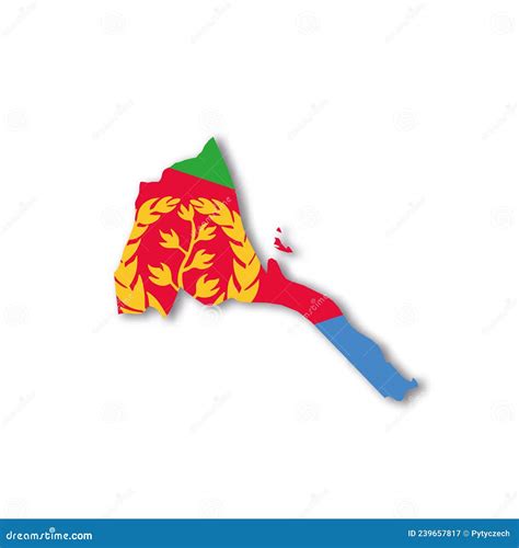 Eritrea National Flag In A Shape Of Country Map Stock Vector Illustration Of Simplified