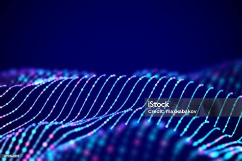 컬러 도트 3d 사운드 파도입니다 큰 데이터 추상 시각화입니다 가상현실에 대한 스톡 벡터 아트 및 기타 이미지 가상현실 가상현실 시뮬레이터 3차원 형태 Istock