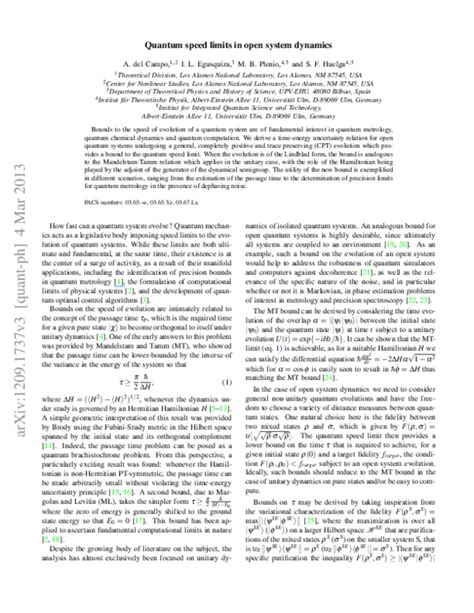 Pdf Quantum Speed Limits In Open System Dynamics
