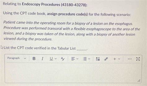 Solved Relating To Endoscopy Procedures Using The CPT Code Book Assign