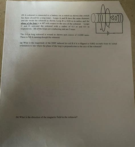 Solved A Solenoid Is Connected To A Battery Via A Switch Chegg