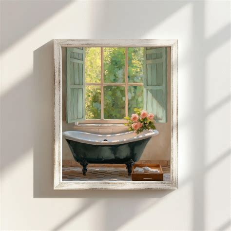 Vintage Bathroom Art Wall Art Bathtub Art Print Bath Room Digital