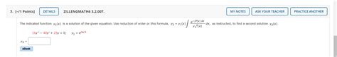 Solved The Indicated Function Y1x Is A Solution Of The