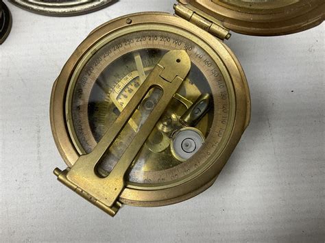 Reproduction Brass Pocket Sextant In Circular Drum Shaped Case