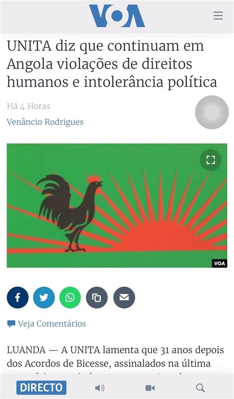 Unita Diz Que Continuam Em Angola Violações De Direitos Humanos E
