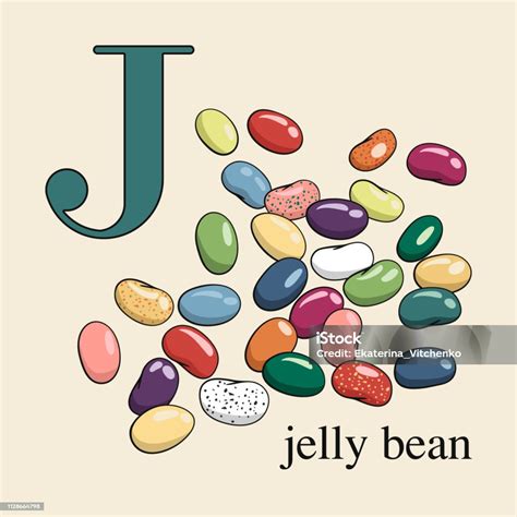 젤리 콩 편지 J입니다 과자 영어 알파벳을 그림 개체 그룹에 대한 스톡 벡터 아트 및 기타 이미지 개체 그룹 교육 귀여운