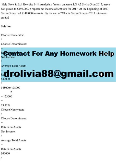 Help Save And Exit Exercise 1 14 Analysis Of Return On Assets Lo A2 Swipdf