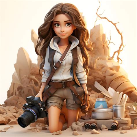 Premium Photo 3d Illustration Of A Girl Photographer With A Camera In