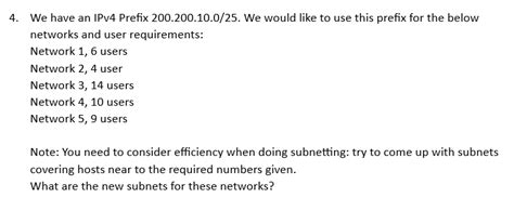Solved We Have An IPv4 Prefix 200 200 10 0 25 We Would Like Chegg Com