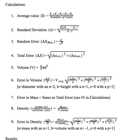 Solved I Need Help Finding The Error In Volume And Density