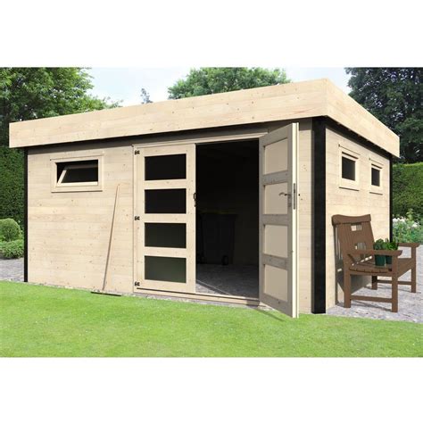 Abri De Jardin Bois Toit Plat Evelin 1985 M² Ep 28 Mm Serapportantà