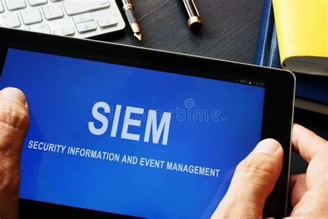 SIEM Security Information And Event Management Program In A Tablet Stock Image Image Of