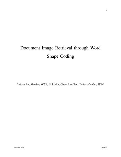 Pdf Document Image Retrieval Through Word Shape Coding
