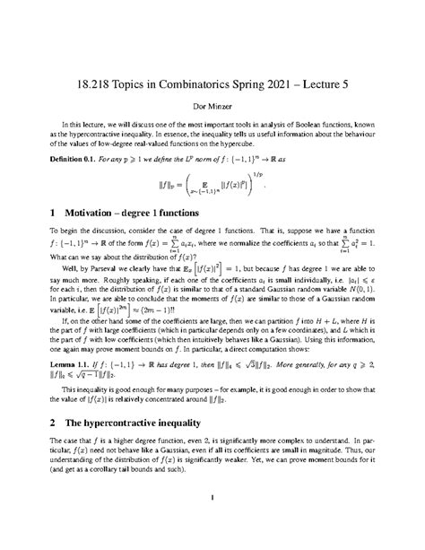 Topics In Combinatorics Lecture 5 18 Topics In Combinatorics Spring 2021 Lecture 5 Dor