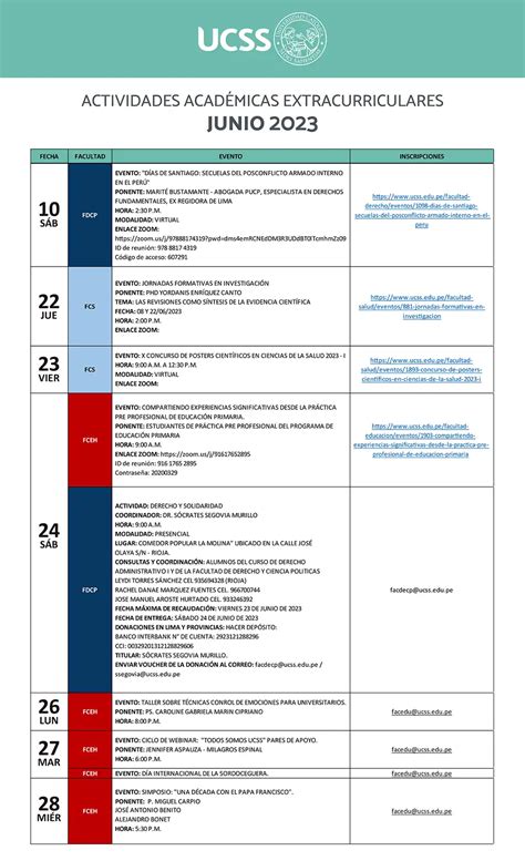 Actividades Académicas Extracurriculares Junio 2023