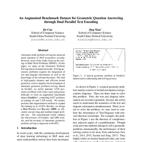 An Augmented Benchmark Dataset For Geometric Question Answering Through
