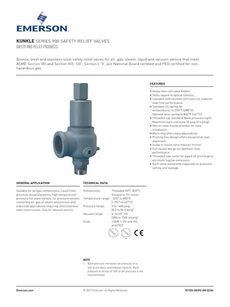 Data Sheets Series 900 Safety Relief Valves Kunkle Valve En En 5197458 Pdf Ethanol Valve