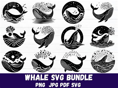 Whale Svg Bundle Whale Silhouette Svg Whale Clipart Whale Svg Whale