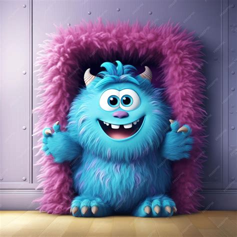 Un Monstruo Peludo Con Ojos Grandes Y Dientes Afilados Al Estilo De Los